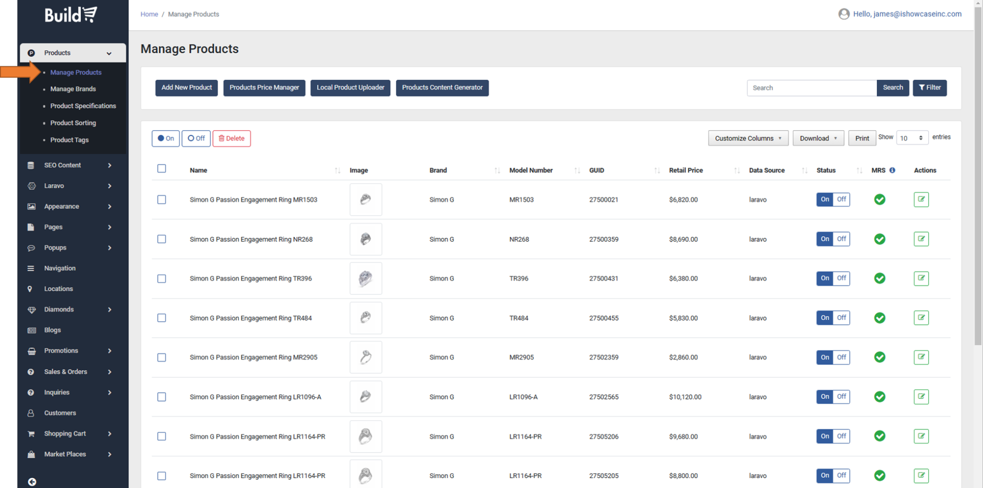 Manage Products – buildsupport